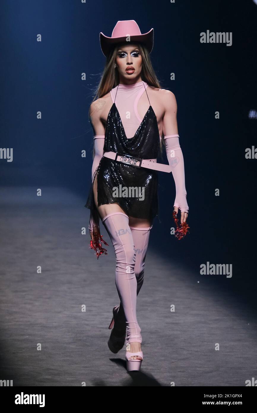 A model walks the runway wearing a creation by Crack Studio during the ...