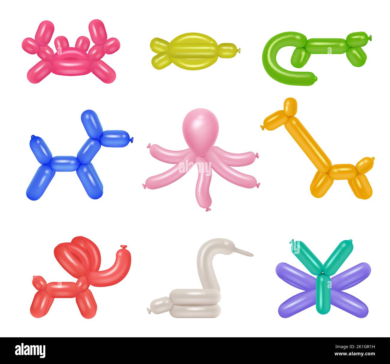 Balloon animals. Rubber festival decoration colored animals for kids ...