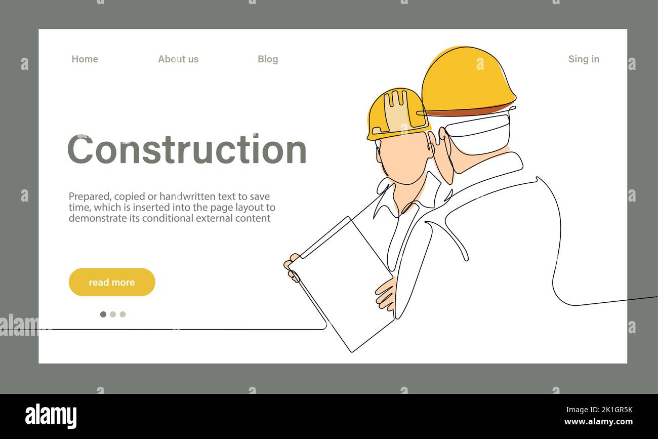 Vector landing page of architecture works with protective face masks ...