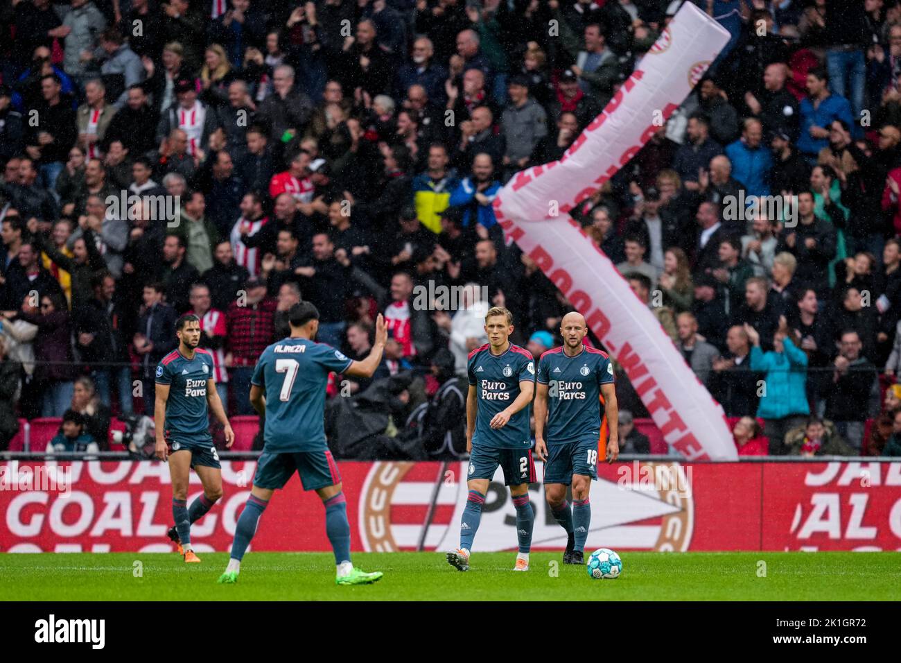 Eindhoven - Marcus Holmgren Pedersen of Feyenoord, Gernot Trauner of ...