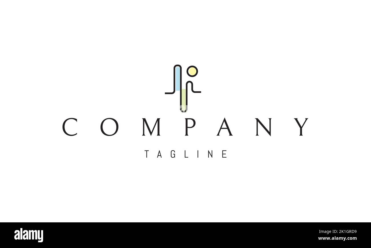 Vector logo on which an abstract image of two test tubes with samples ...