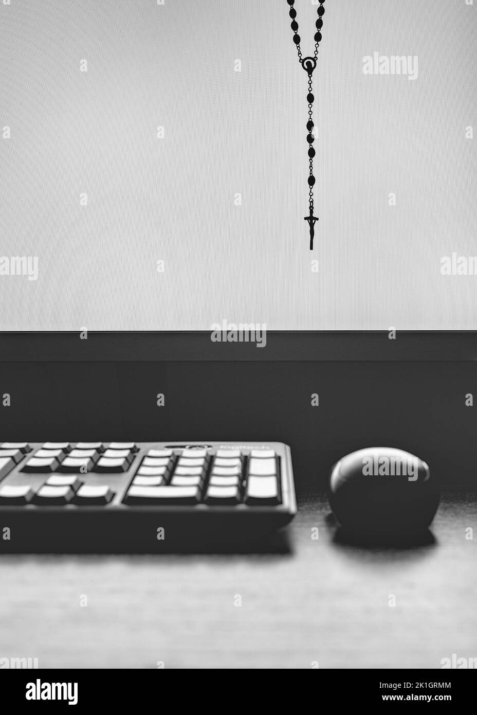 Closeup vertical shot necklace Black and White Stock Photos & Images ...