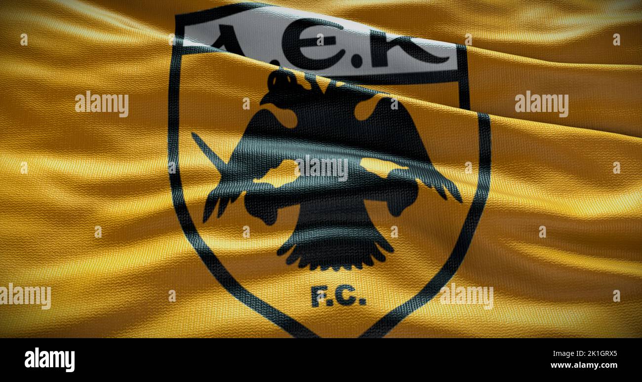 Barcelona, Spain - 17 September 2022: AEK Athens FC football club ...