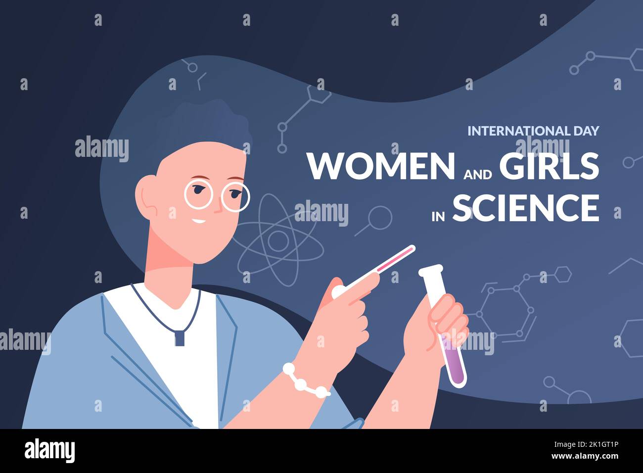 Day of women scientist. International celebration girl in science ...