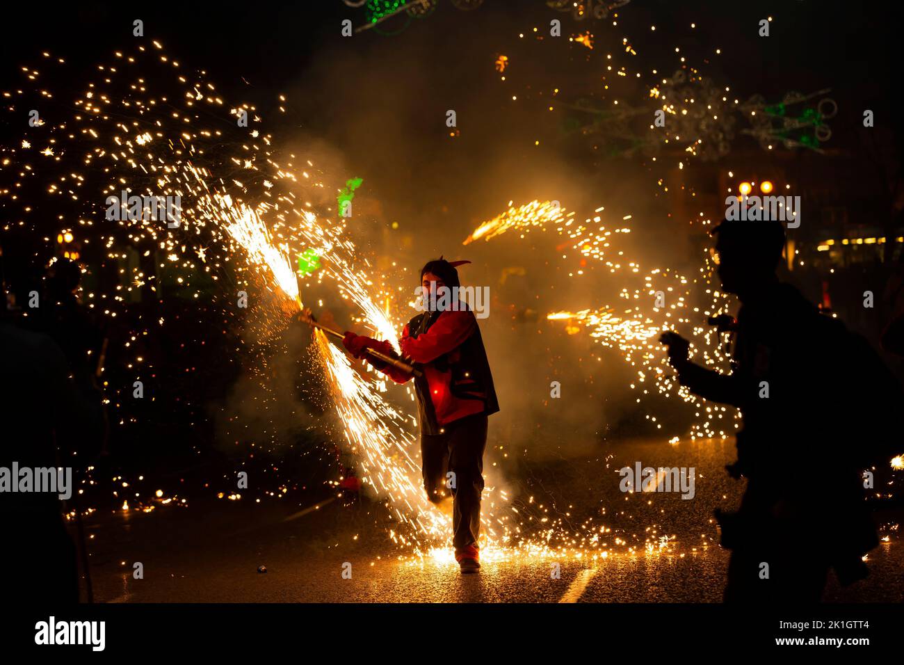 Local people celebrating the Falles annual festival in Valencia, Spain ...
