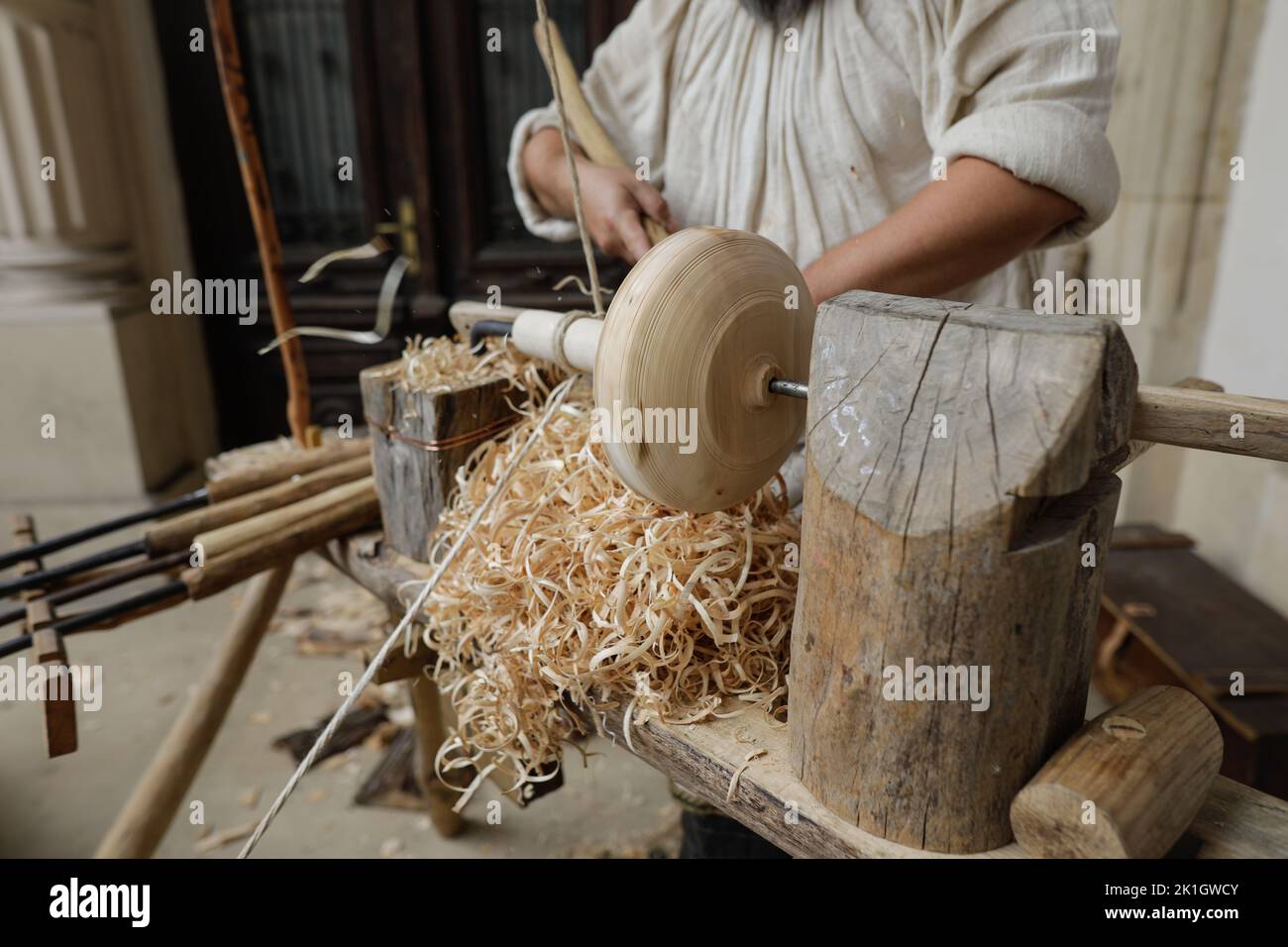 Shallow depth of field (selective focus) details with a craftsman using ...