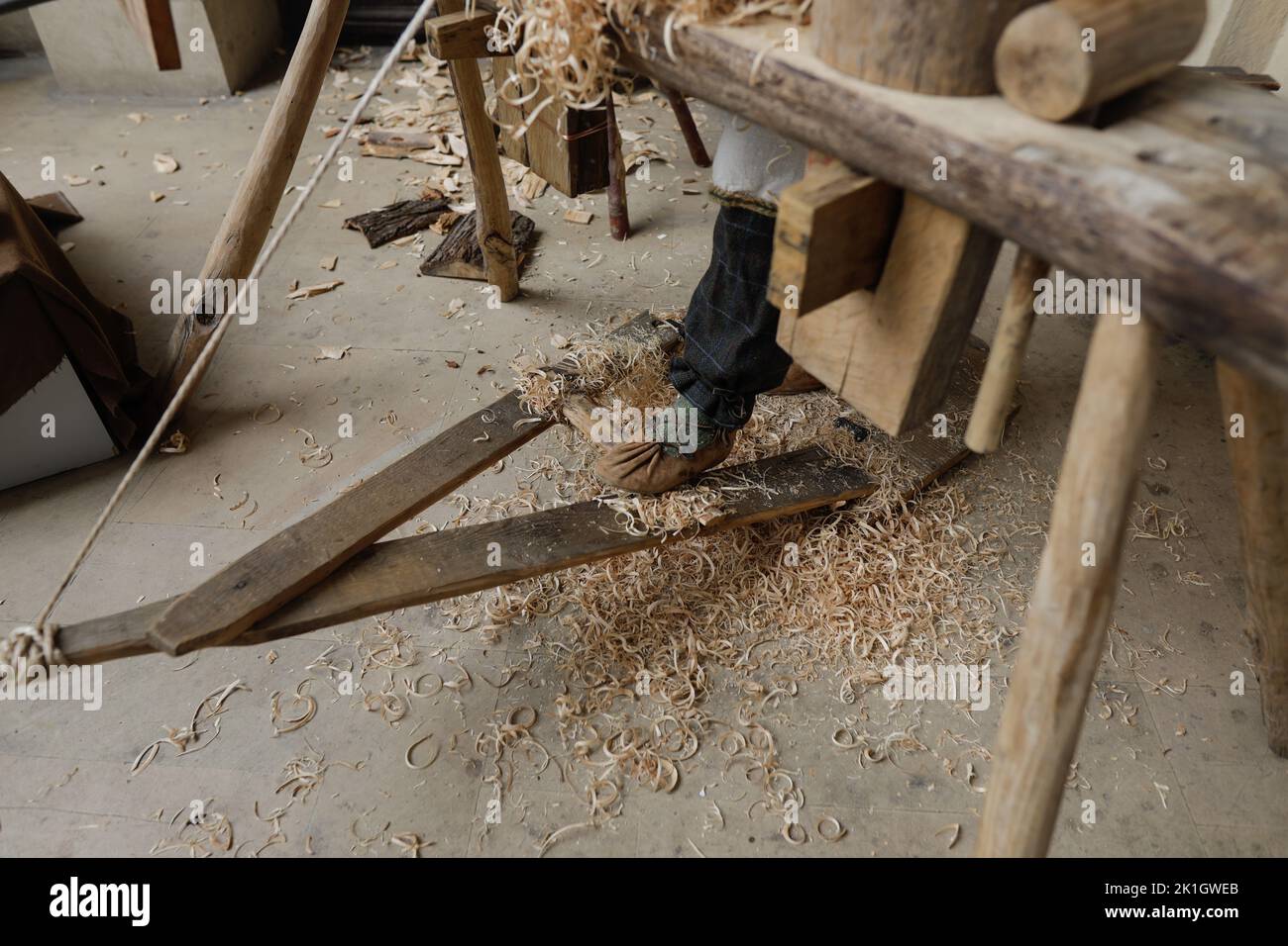 Shallow depth of field (selective focus) details with a craftsman using ...