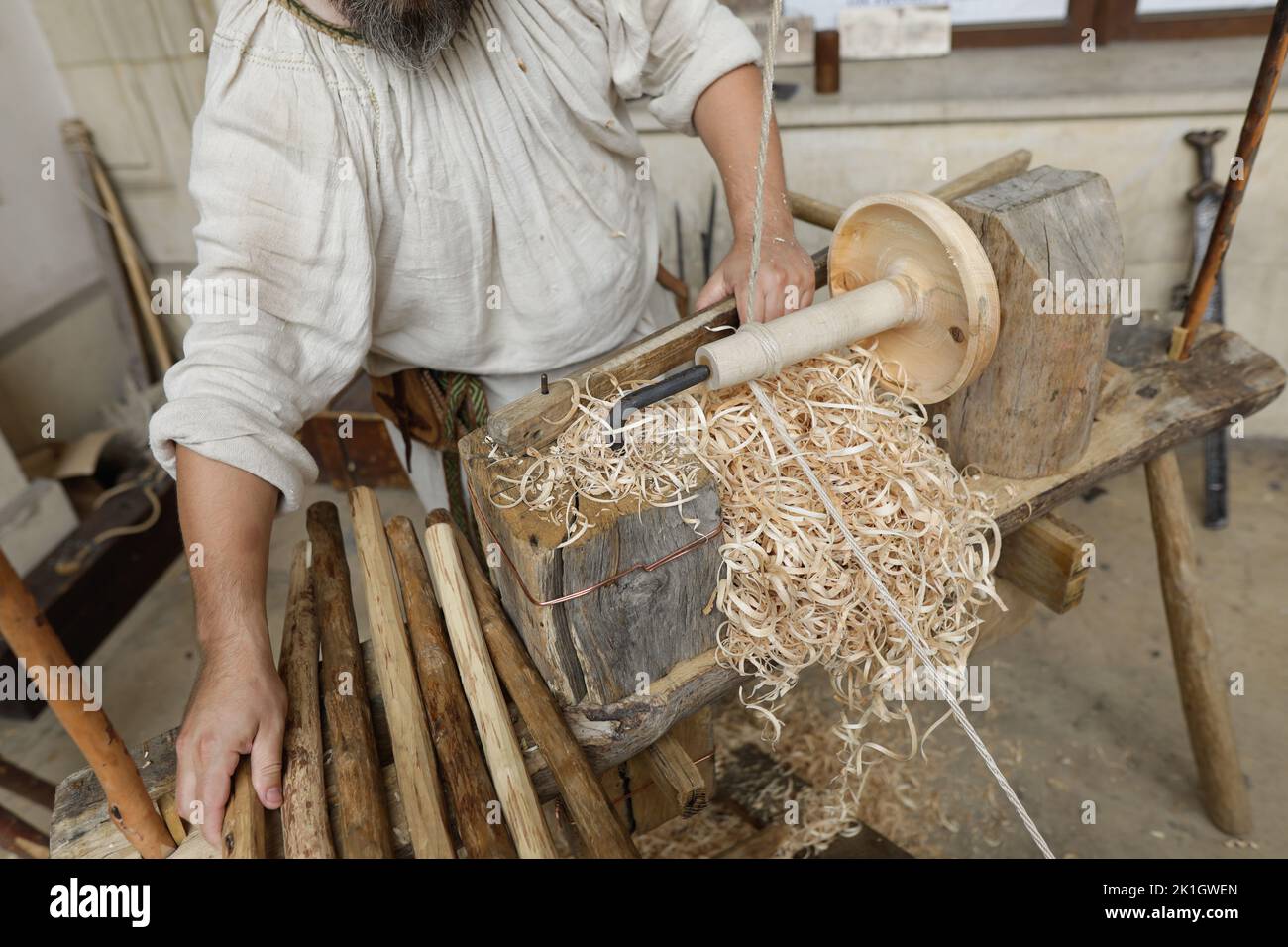 Shallow depth of field (selective focus) details with a craftsman using ...