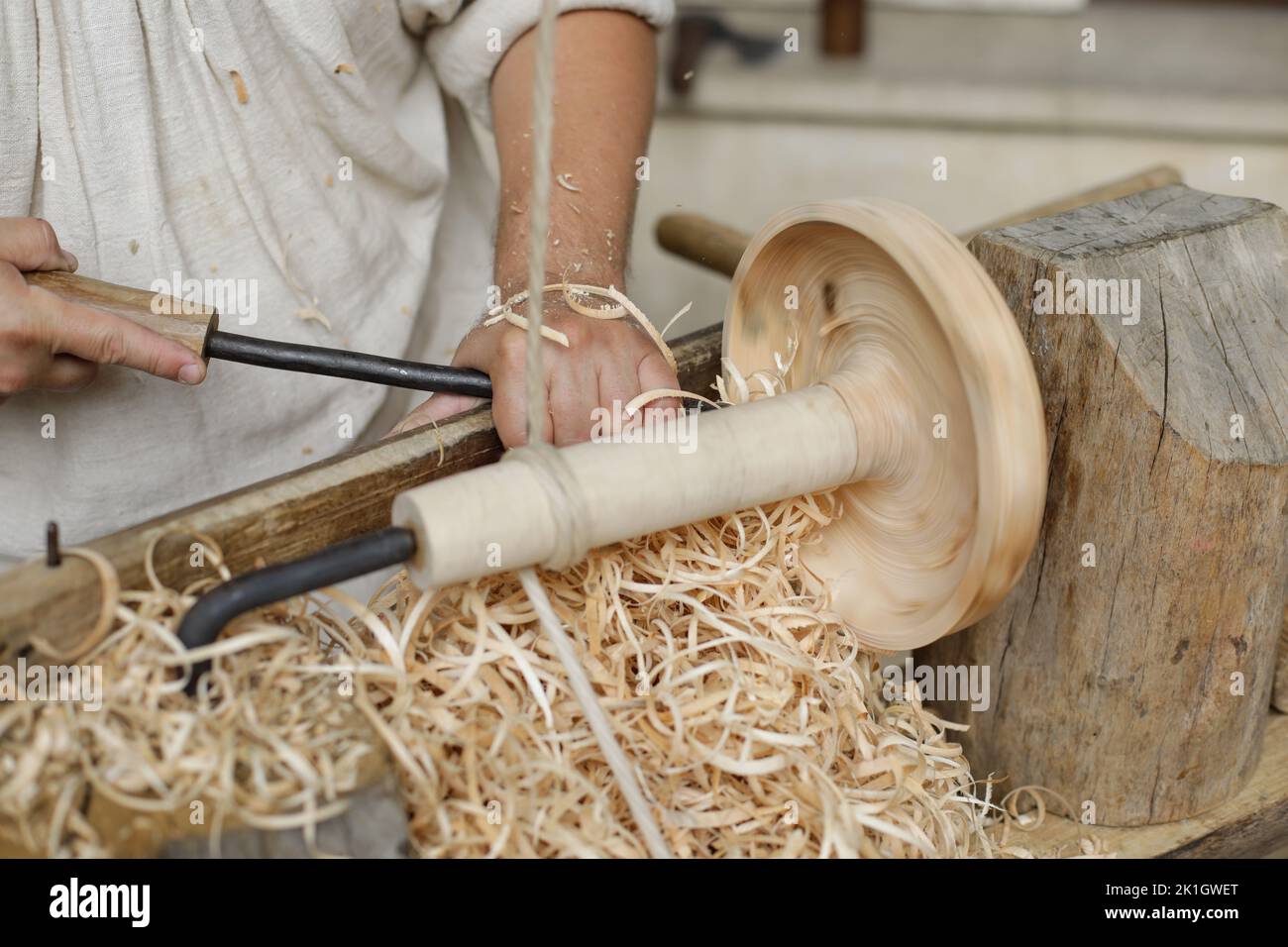Shallow depth of field (selective focus) details with a craftsman using ...