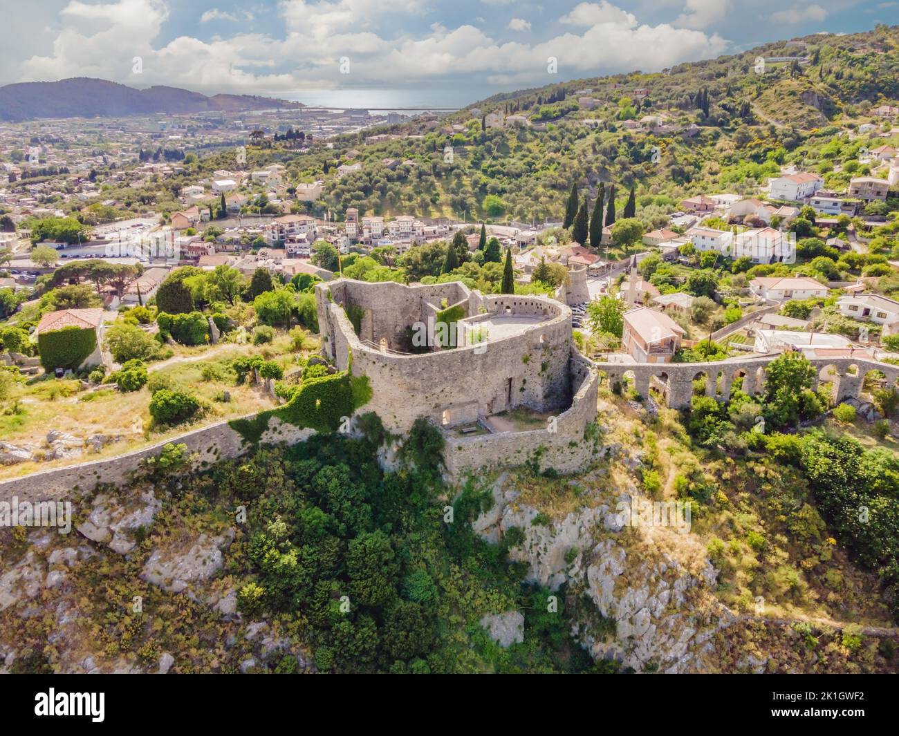 Old city. Sunny view of ruins of citadel in Stari Bar town near Bar ...