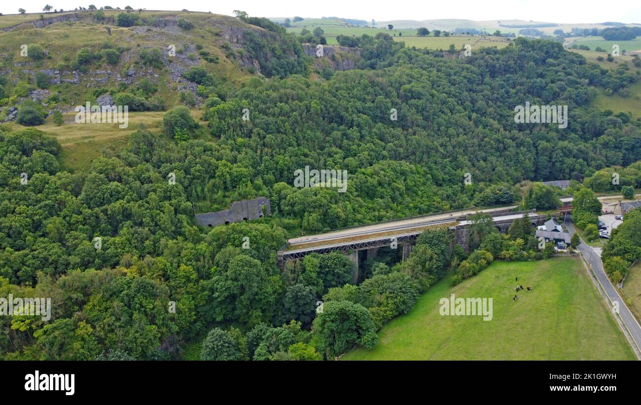 Miller's Dale viaduct on the Monsal Trail walking & cycling path on the ...
