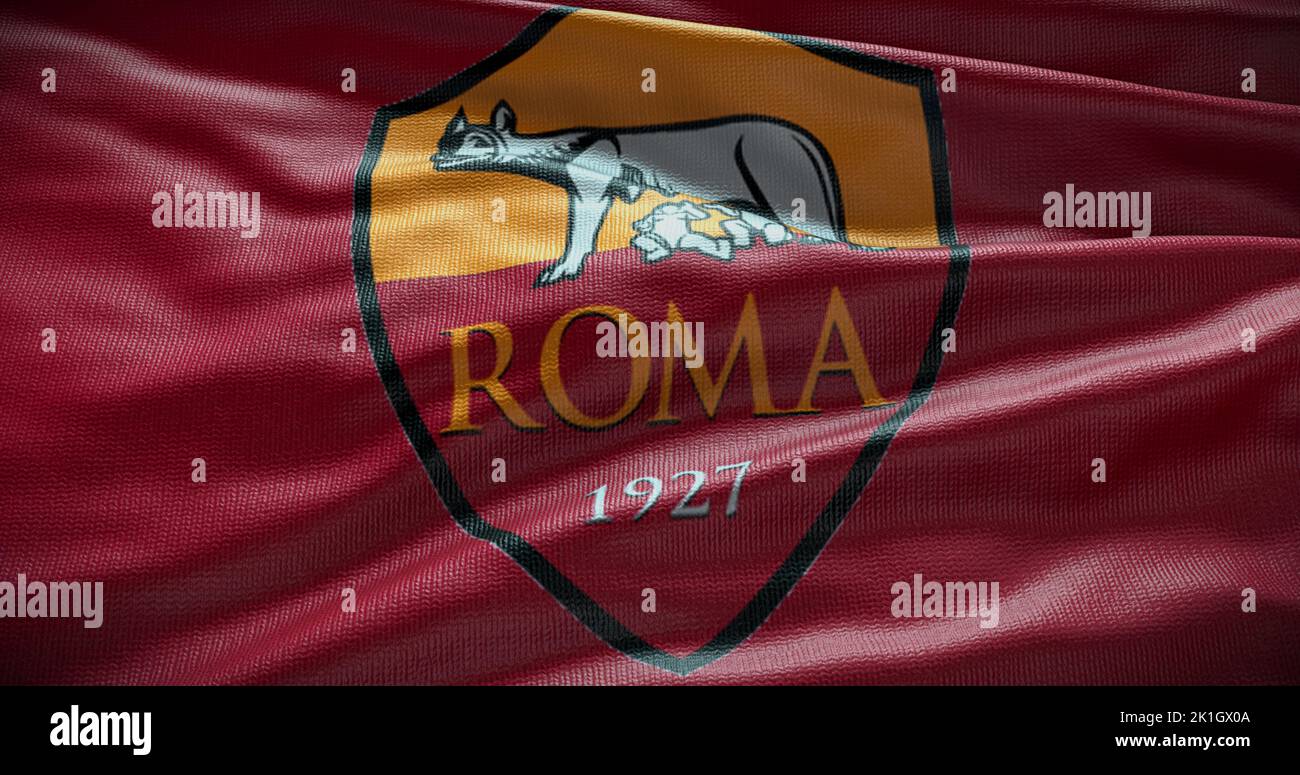 Barcelona, Spain - 17 September 2022: AS Roma FC football club, soccer ...