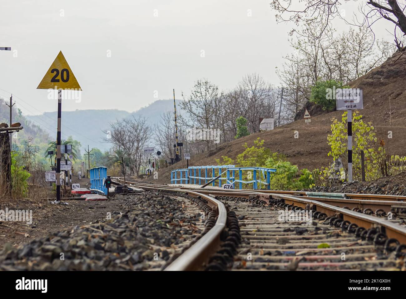 A scenic view of hill station and railway track at mountain village ...