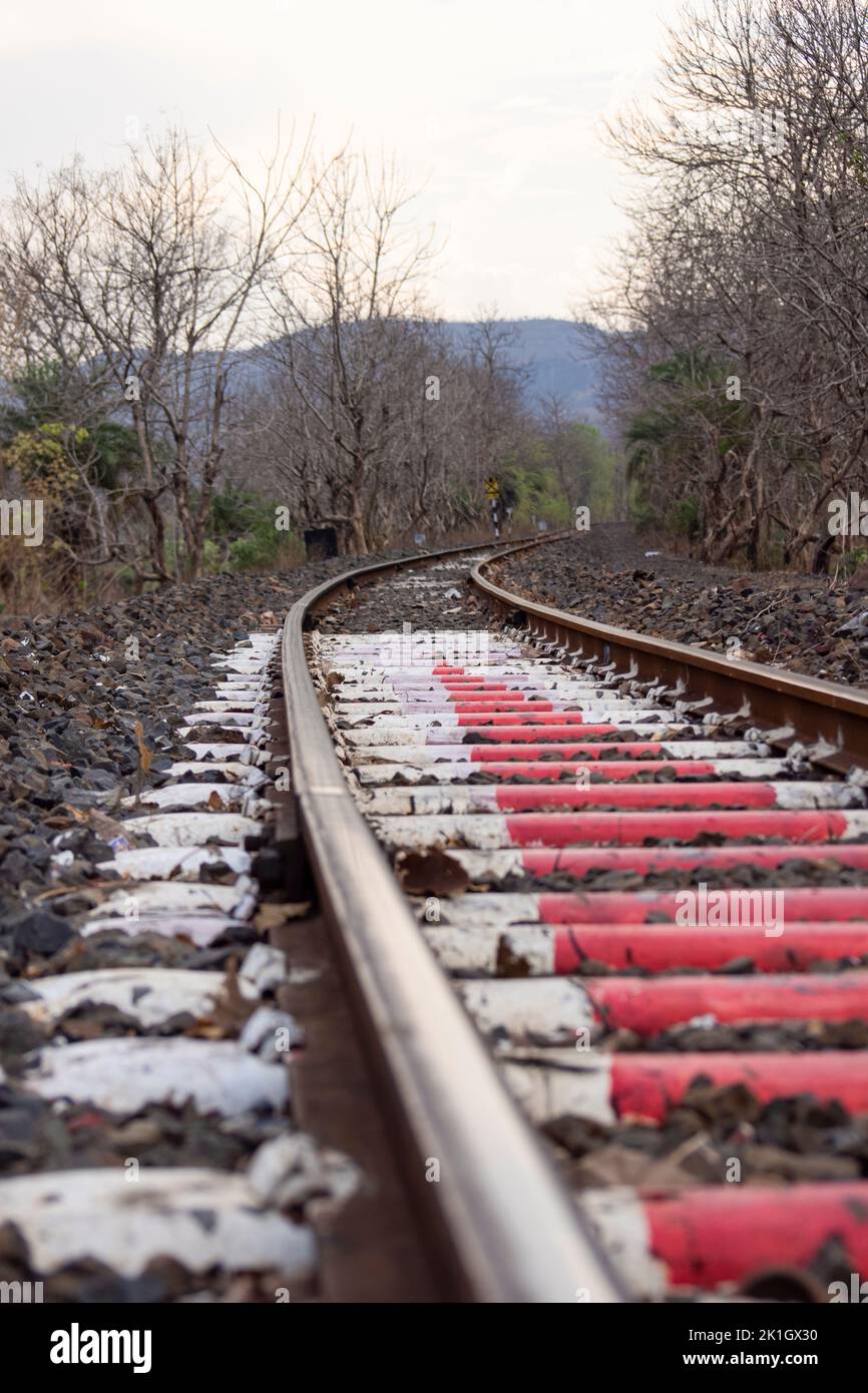 A scenic view of hill station and railway track at mountain village ...