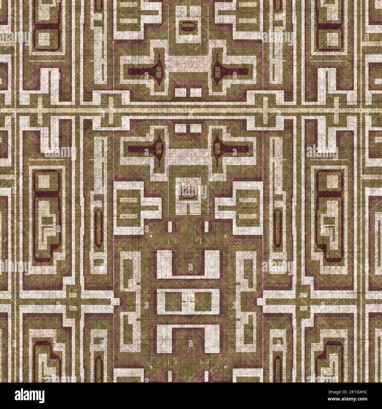 Sepia brown geometric canvas effect seamless texture. Material geo ...