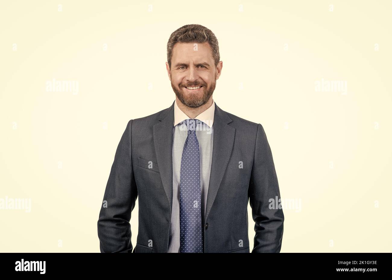Happy business professional man smile in formal suit isolated on white ...