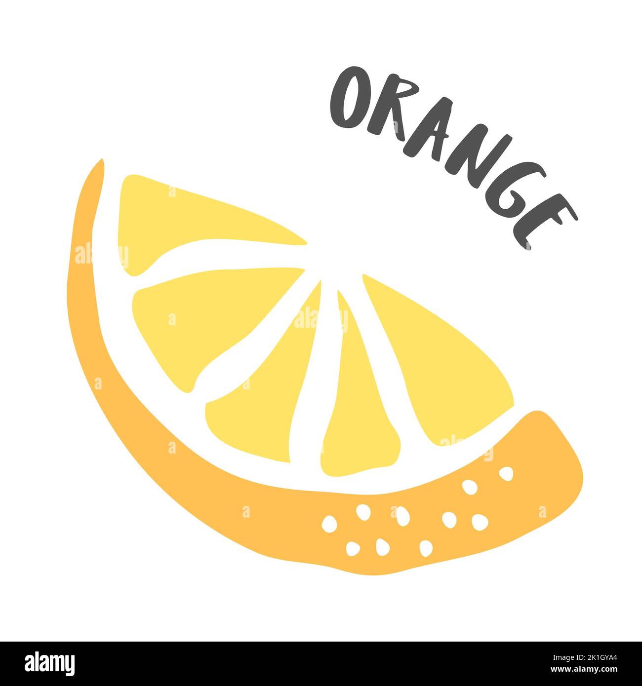 Orange drawing hand painted with ink brush isolated on white background ...