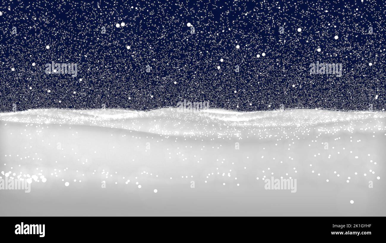 Snowy landscape isolated on dark transparent background. Illustration ...