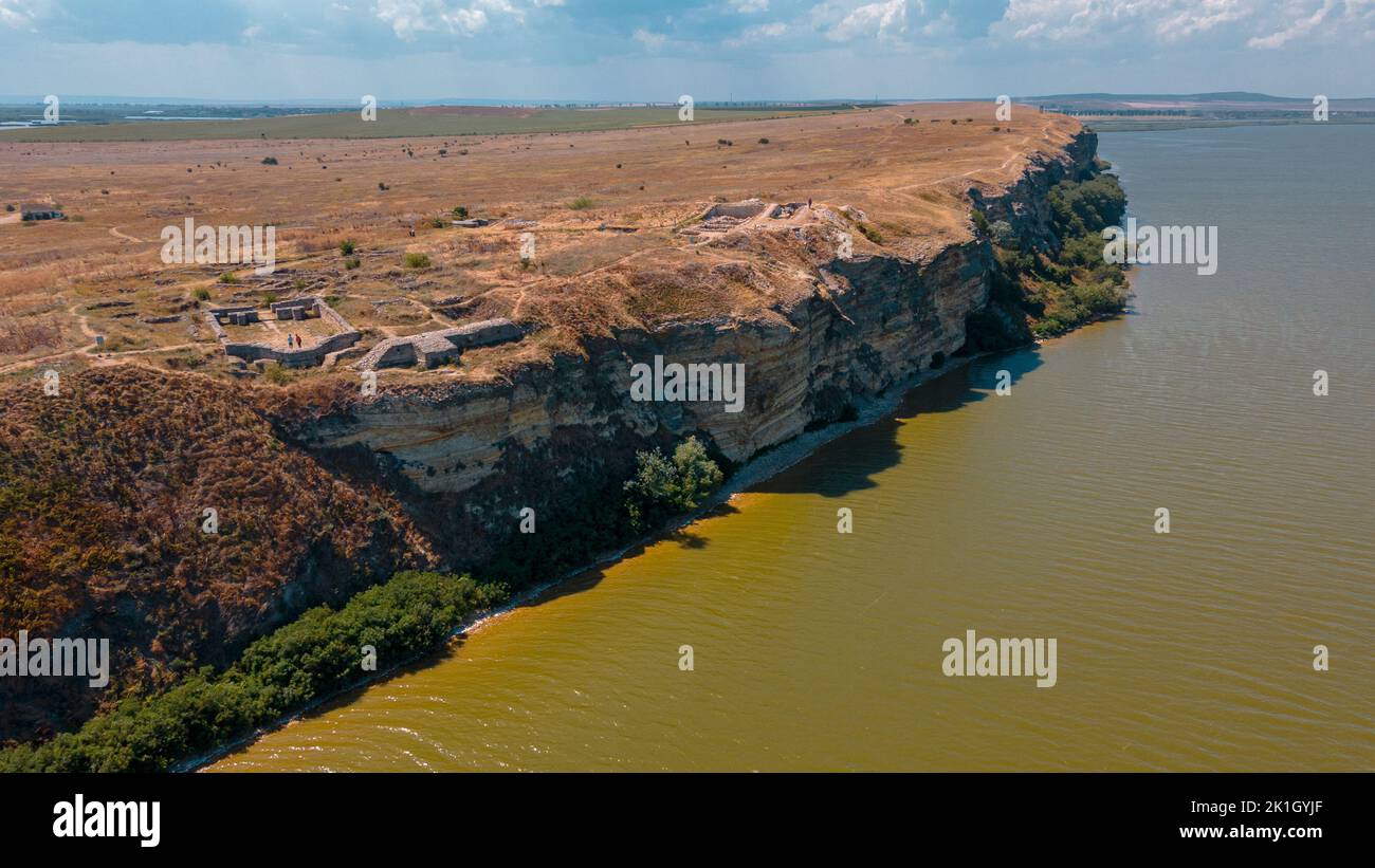 Aerial view of Dolosman Cape with Argamum fortress located in Tulcea ...