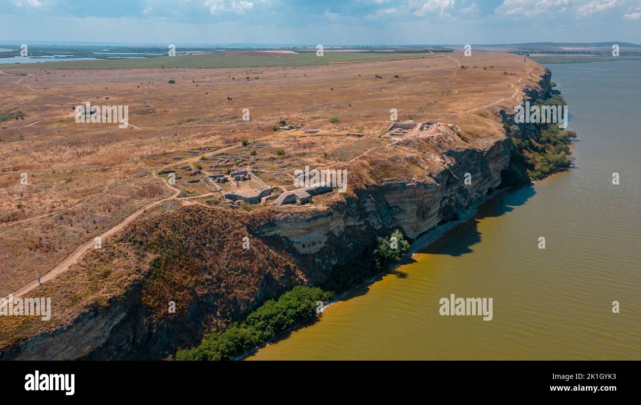 Aerial view of Dolosman Cape with Argamum fortress located in Tulcea ...