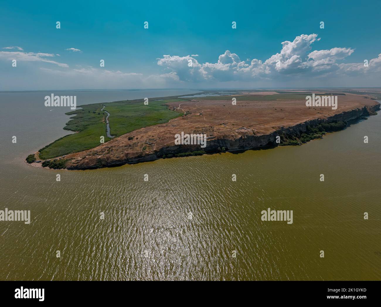 Aerial view of Dolosman Cape with Argamum fortress located in Tulcea ...