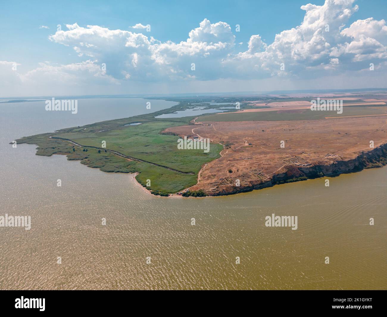 Aerial view of Dolosman Cape with Argamum fortress located in Tulcea ...
