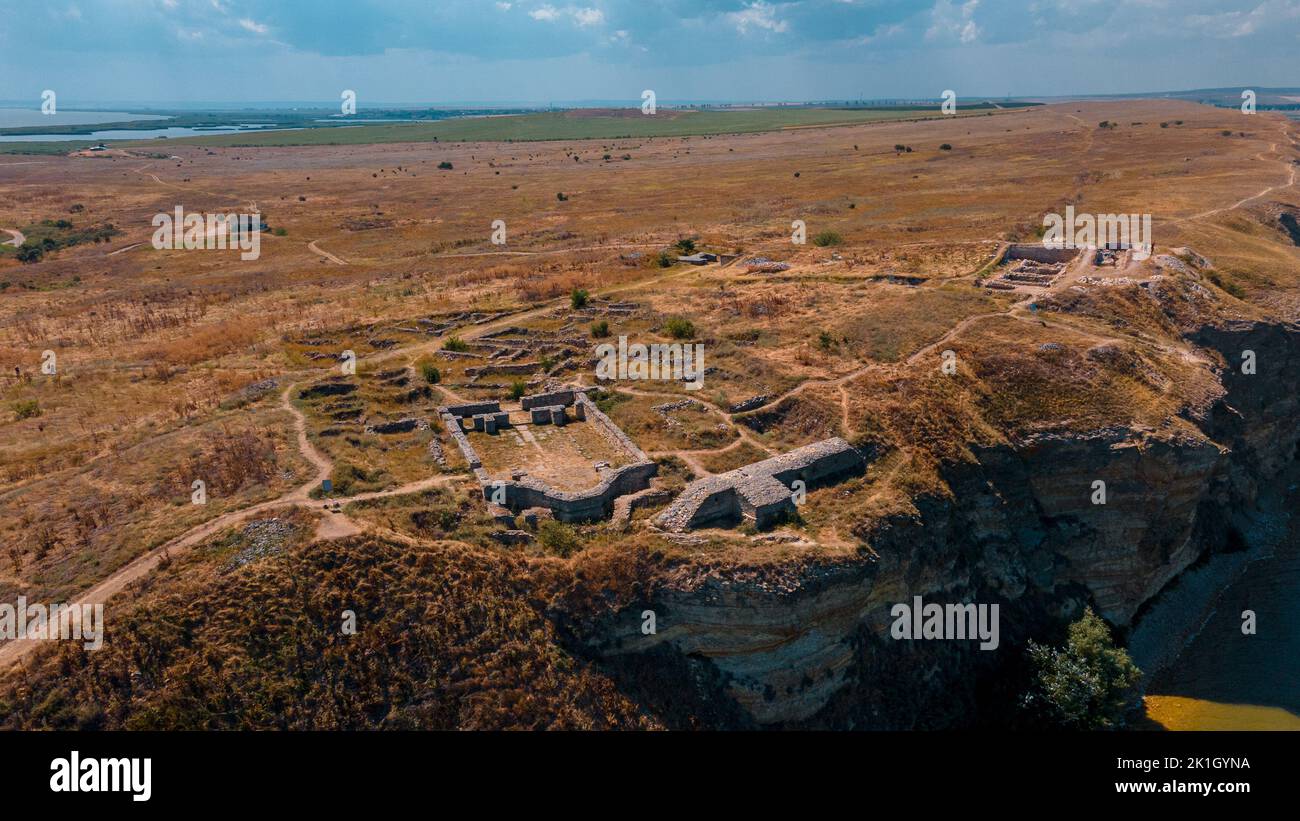 Aerial view of Dolosman Cape with Argamum fortress located in Tulcea ...