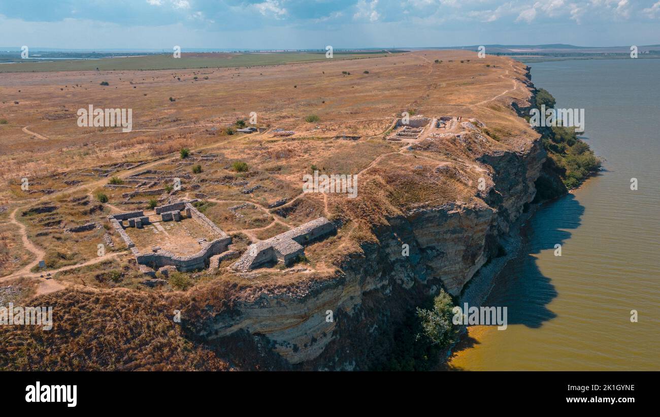 Aerial view of Dolosman Cape with Argamum fortress located in Tulcea ...