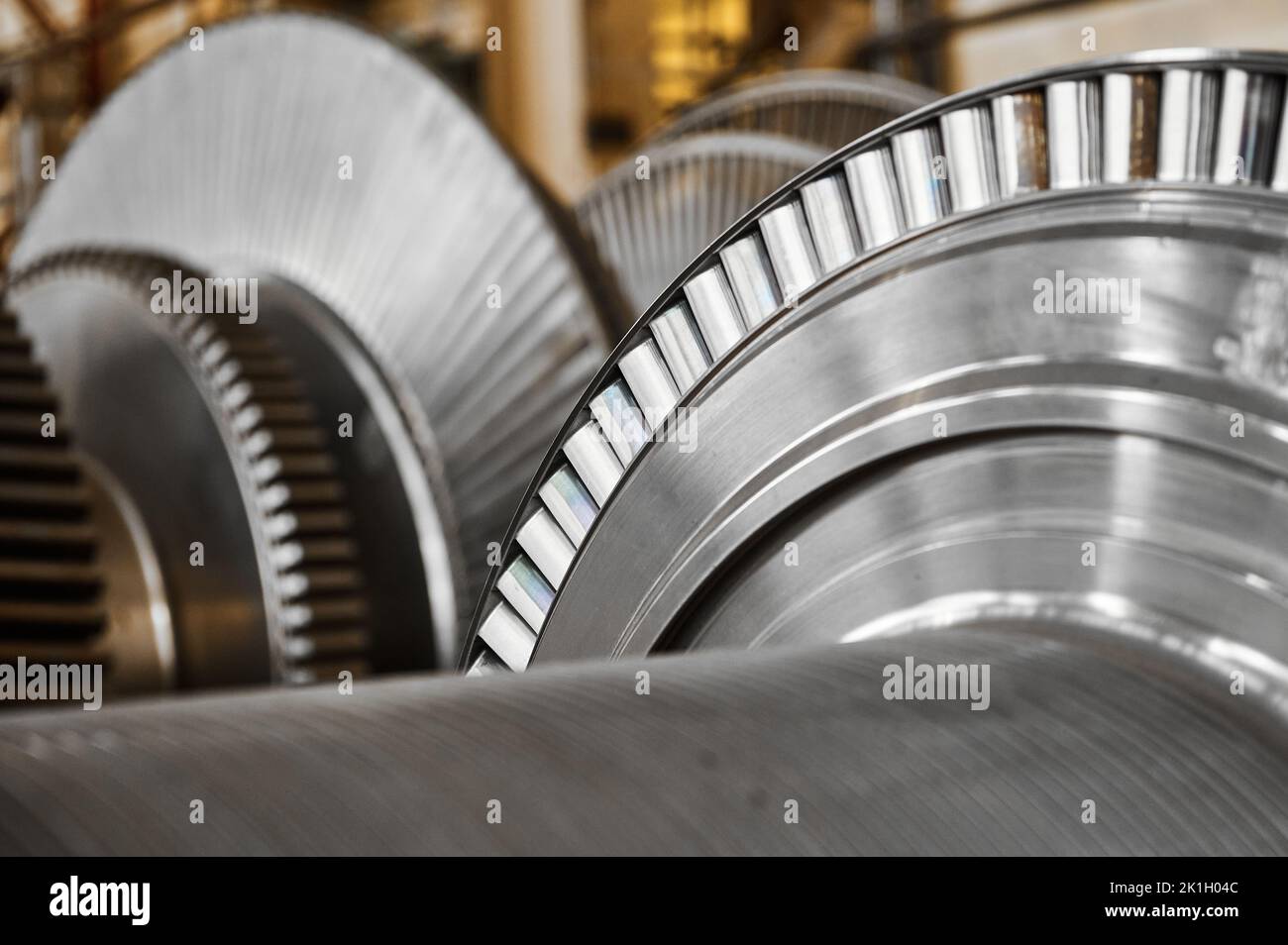 High-speed steam turbine blades close up shot Stock Photo - Alamy