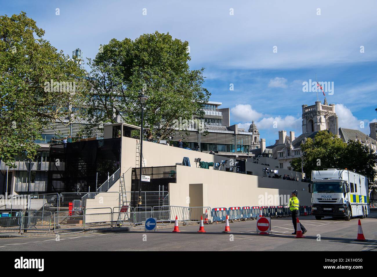Westminster, London, UK. 18th September, 2022. A huge media area ...