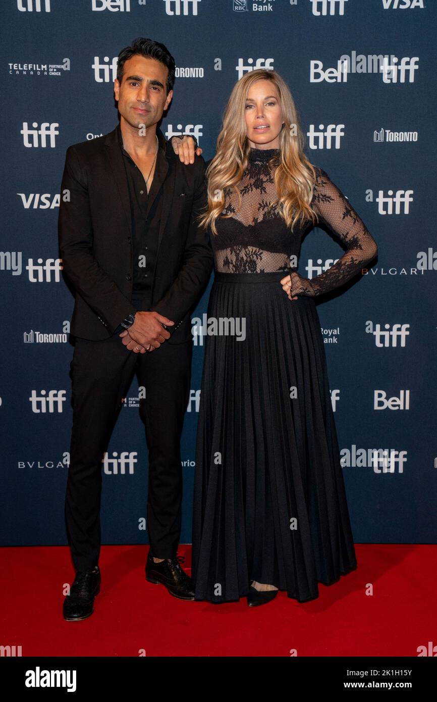 Al Mukadam and Ashley Bryant (R) attend the "Nightalk" Premiere during ...