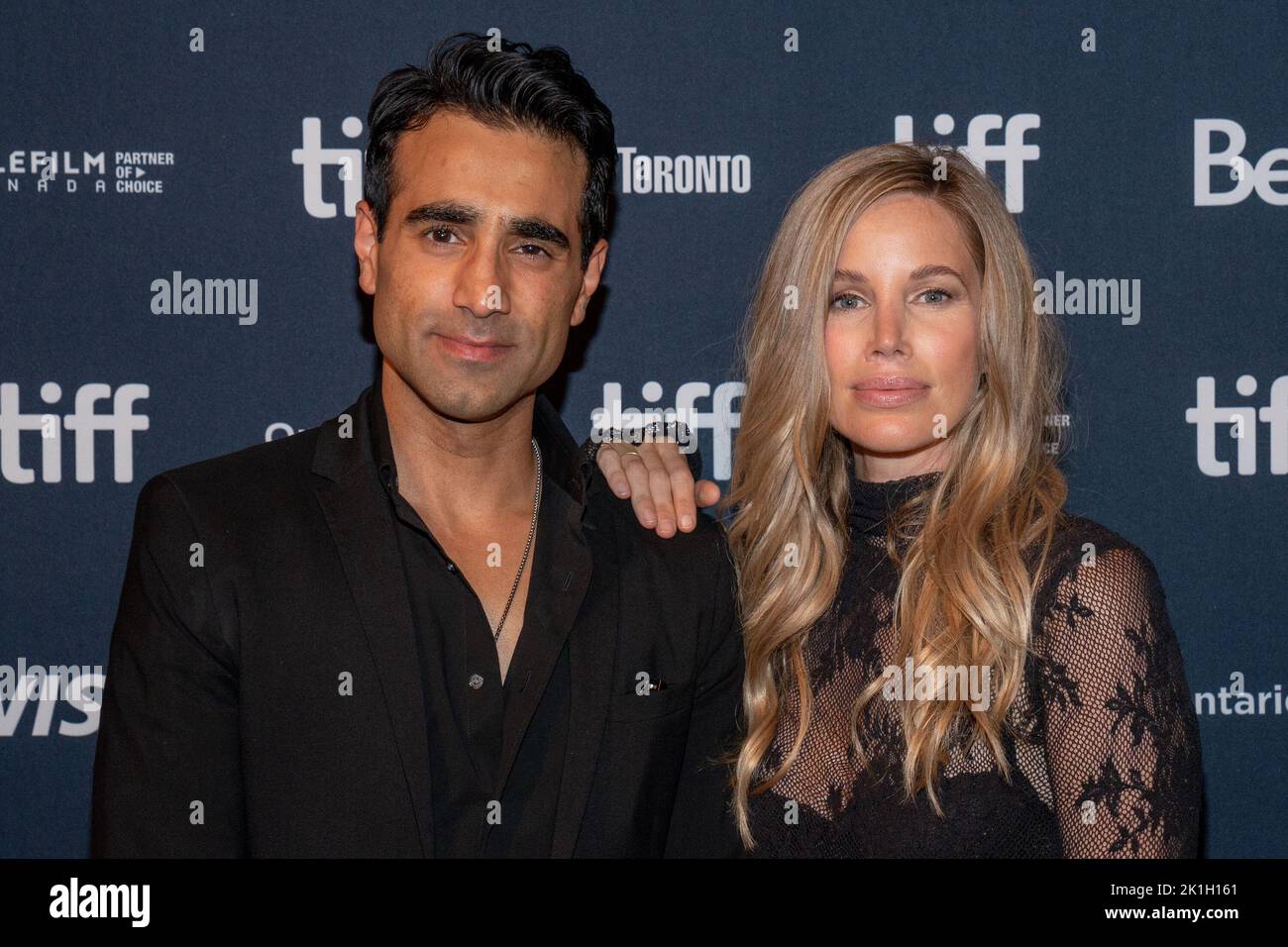 Al Mukadam and Ashley Bryant (R) attend the "Nightalk" Premiere during ...