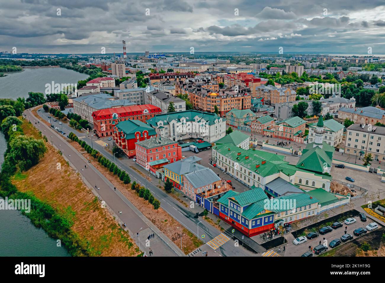 Old Tatar district. Traditional Tatar neighborhood on the shore of Lake ...