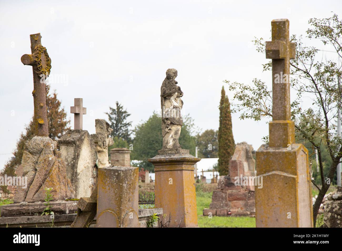 Old cemetery of Polish Jews in Ukraine. Ancient abandoned graves ...