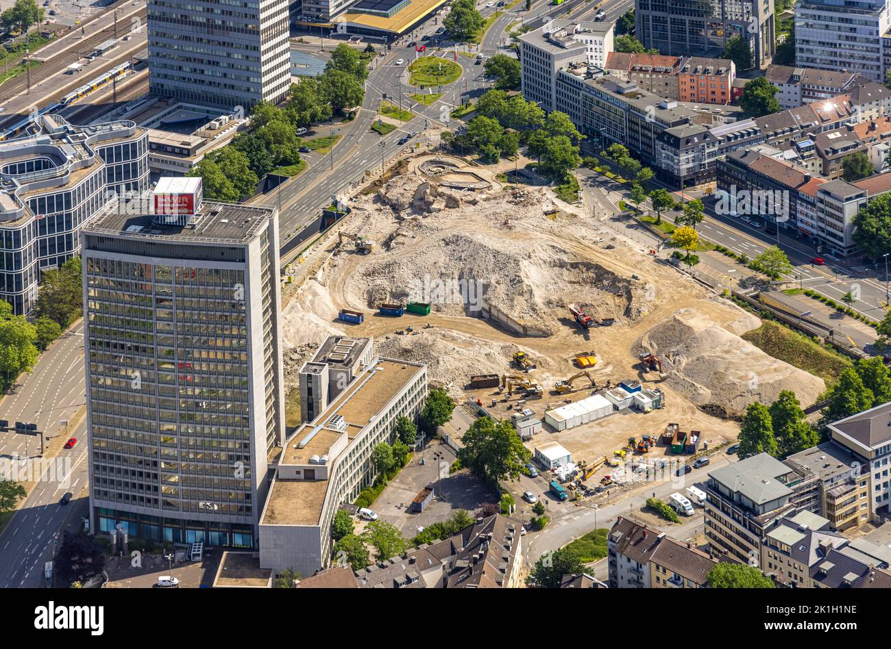 Aerial view, demolition Ypsilon building of RWE headquarters Essen in ...