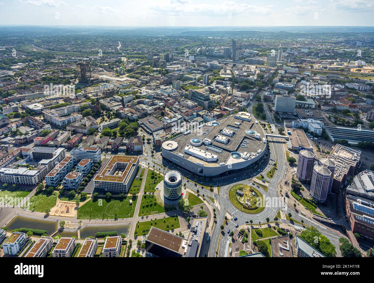 Aerial view, city with Limbecker Platz, city center, Essen, Ruhr area ...