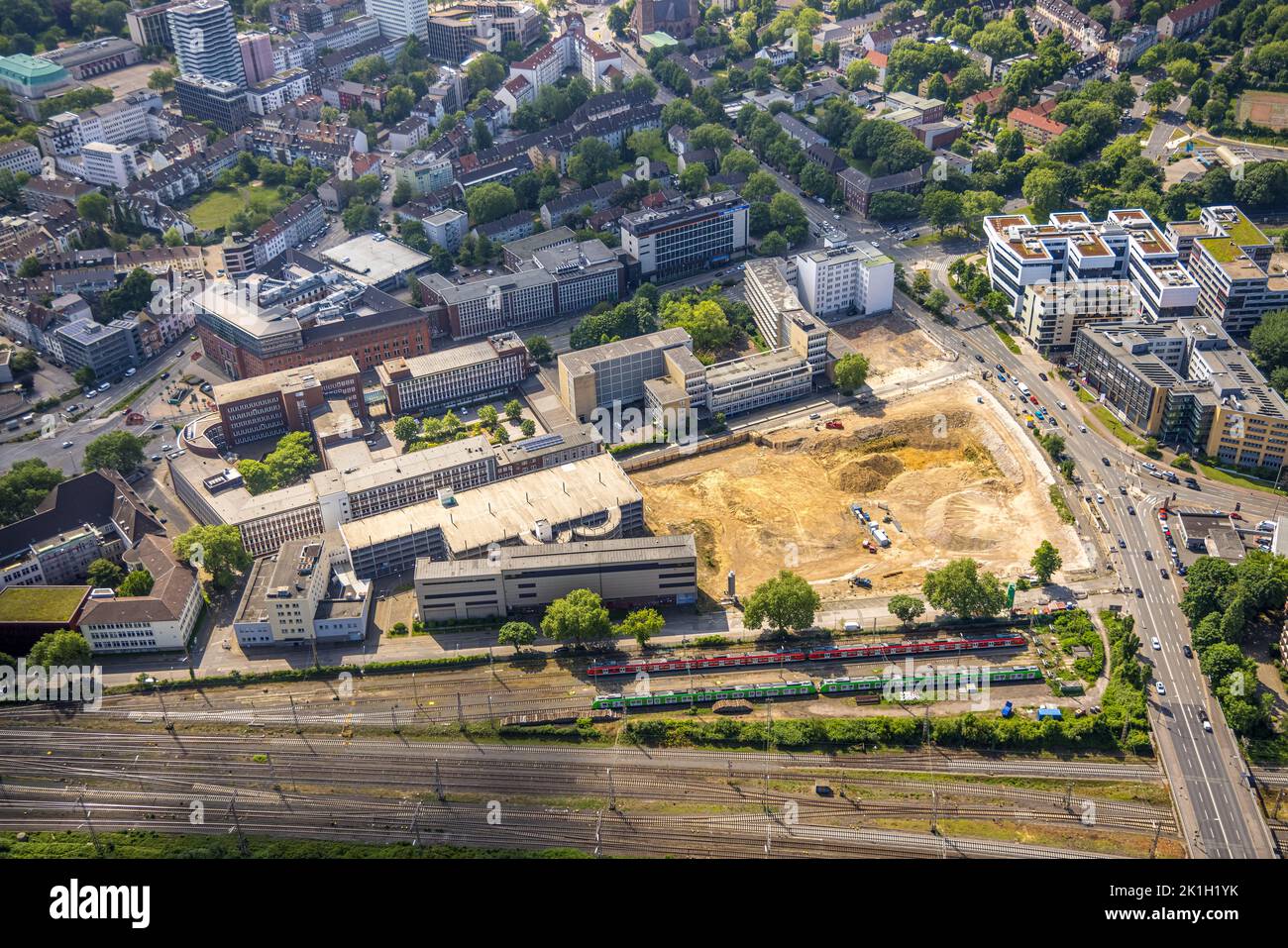 Aerial view, construction site new literature quarter for offices and ...