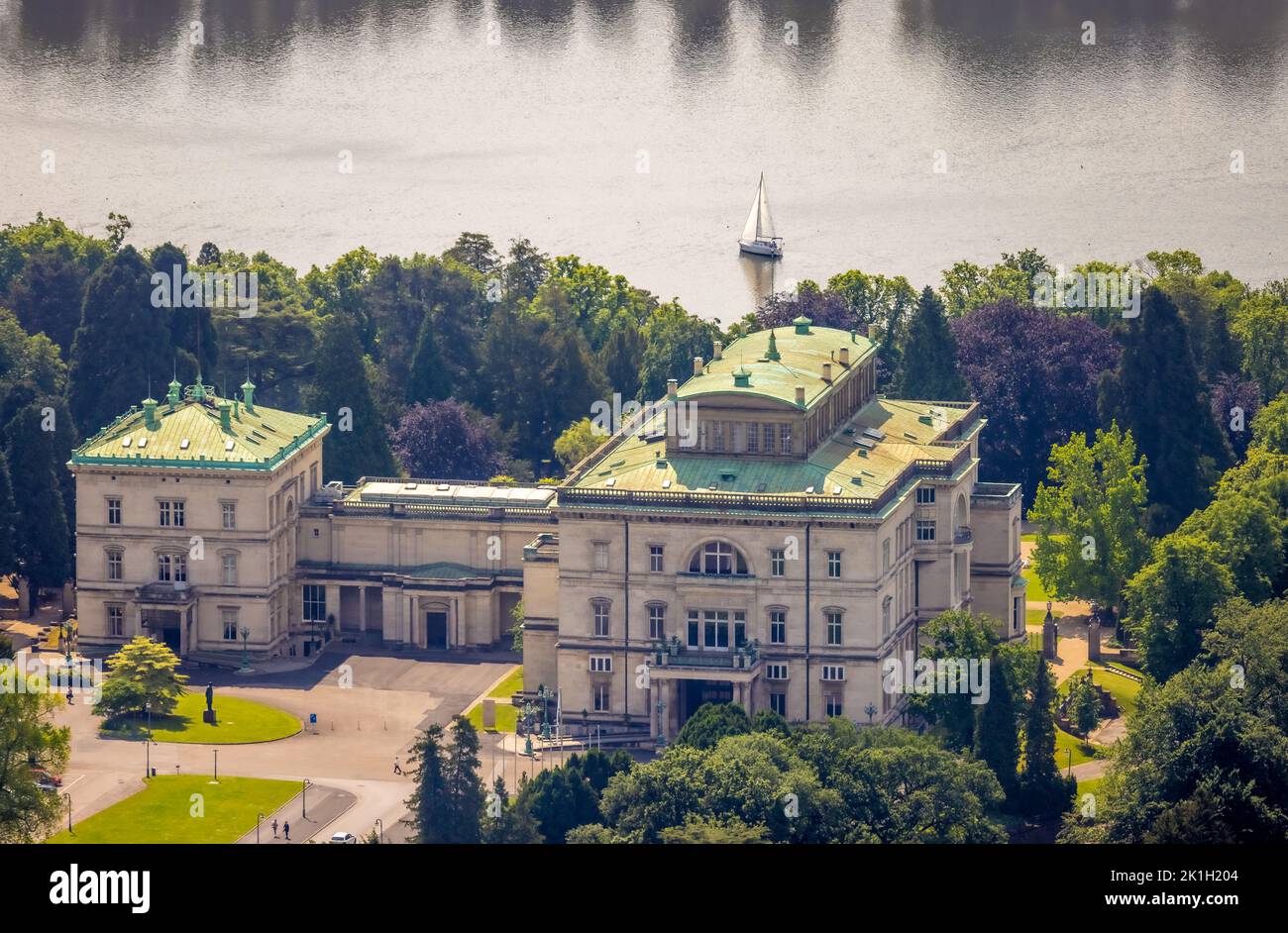 Aerial view, Villa Hügel, former residence and representative house of ...