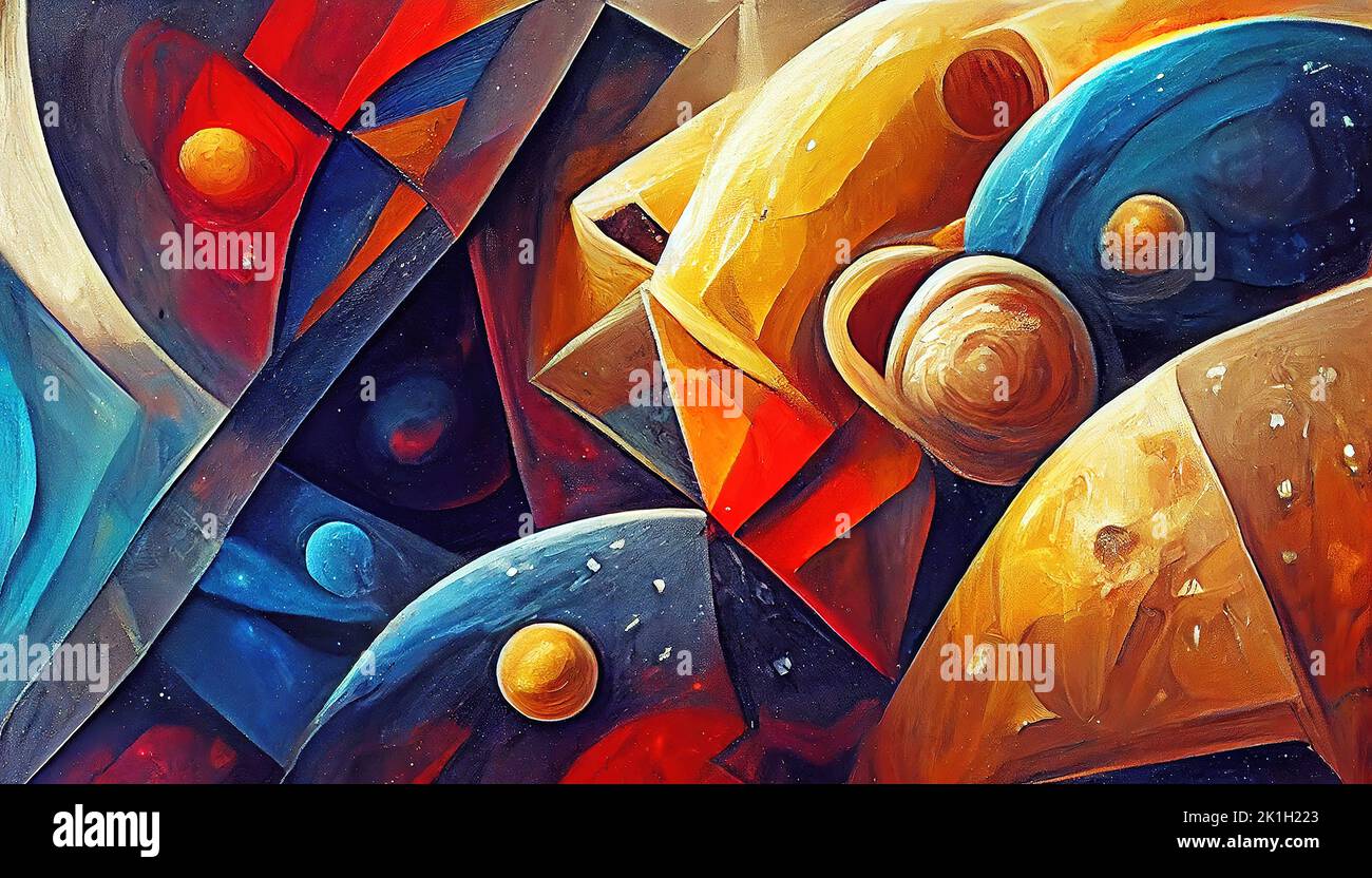 Universe abstract painting. Digital illustration based on render by ...