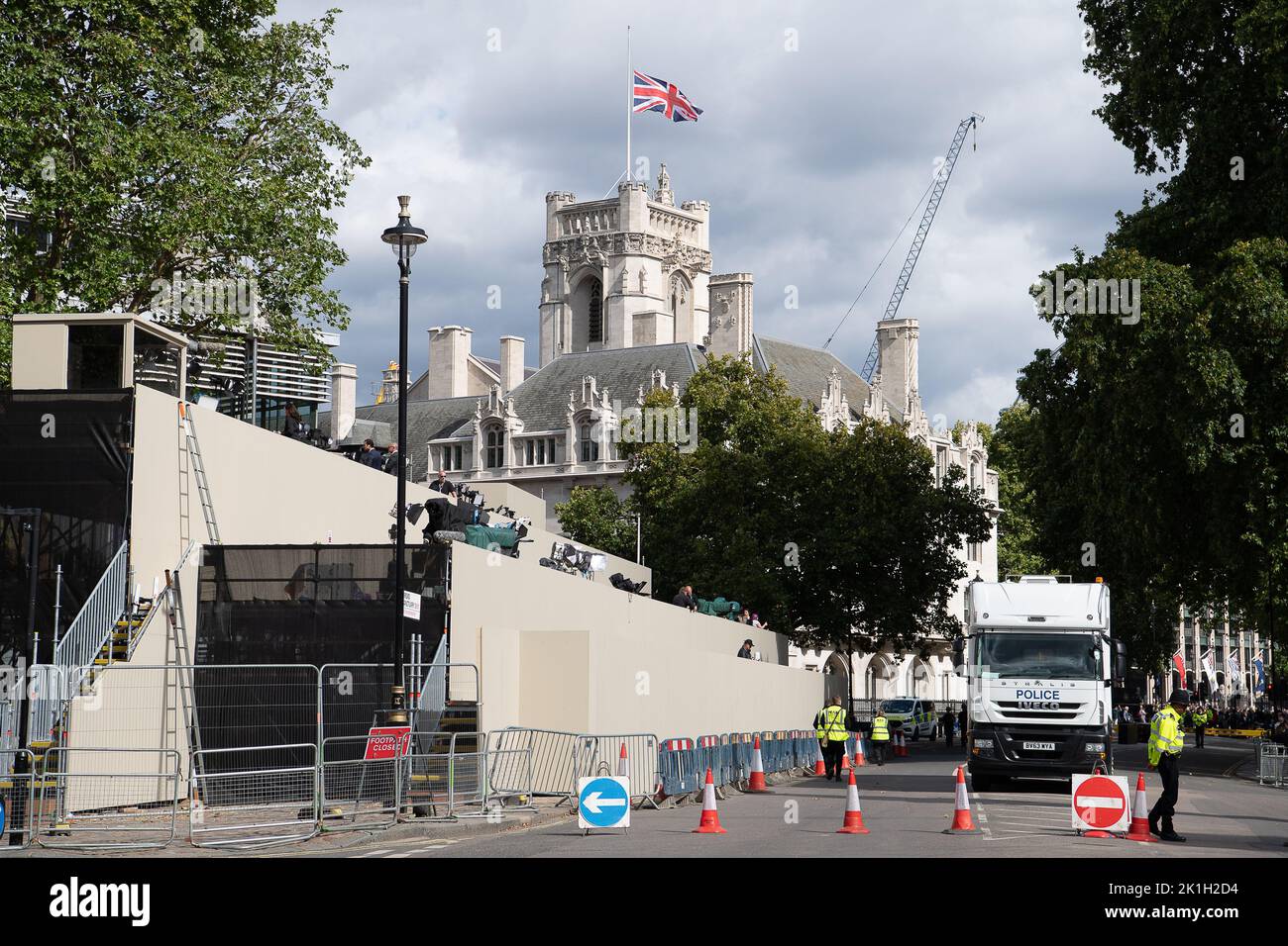 Westminster, London, UK. 18th Sep, 2022. A huge media area outside ...