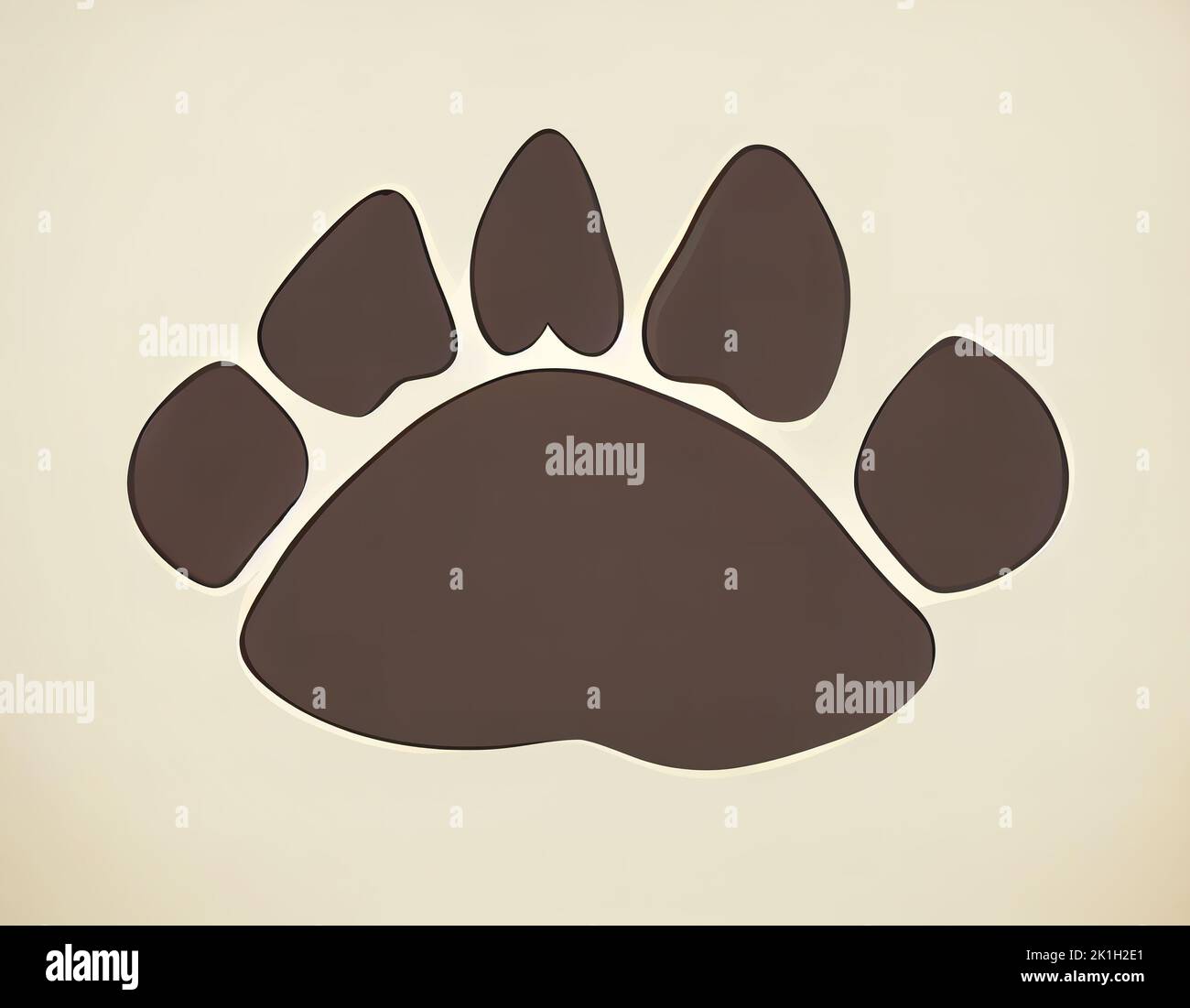 Five-finger animal paw print. Digital illustration based on render by ...