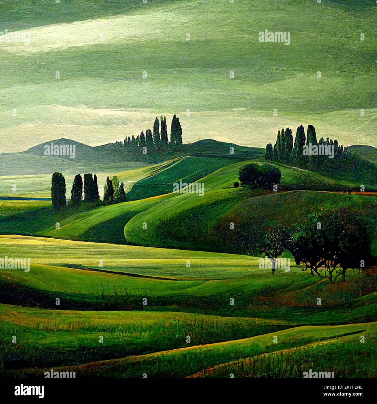 Tuscany hills painting hi-res stock photography and images - Alamy