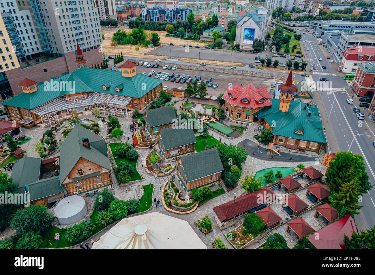 Kazan, Russia. September 10, 2022. Tugan Avylym complex. Traditional ...