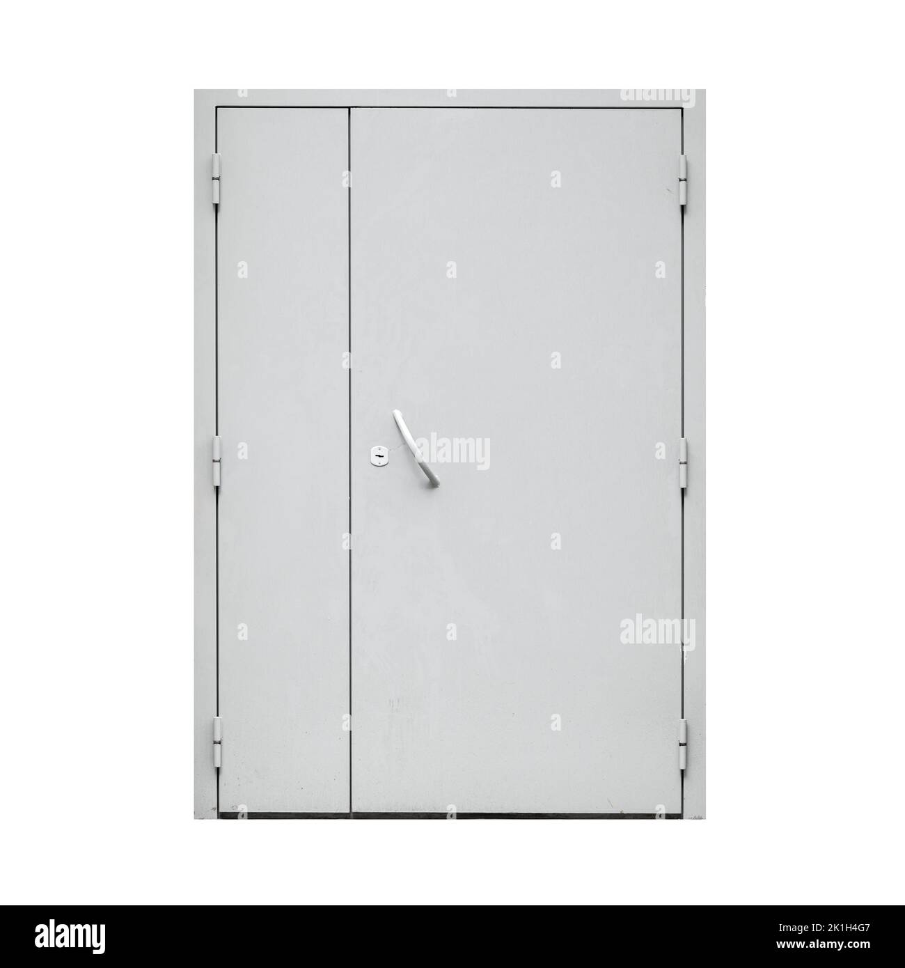 Closed modern gray metal door isolated on white, background photo ...