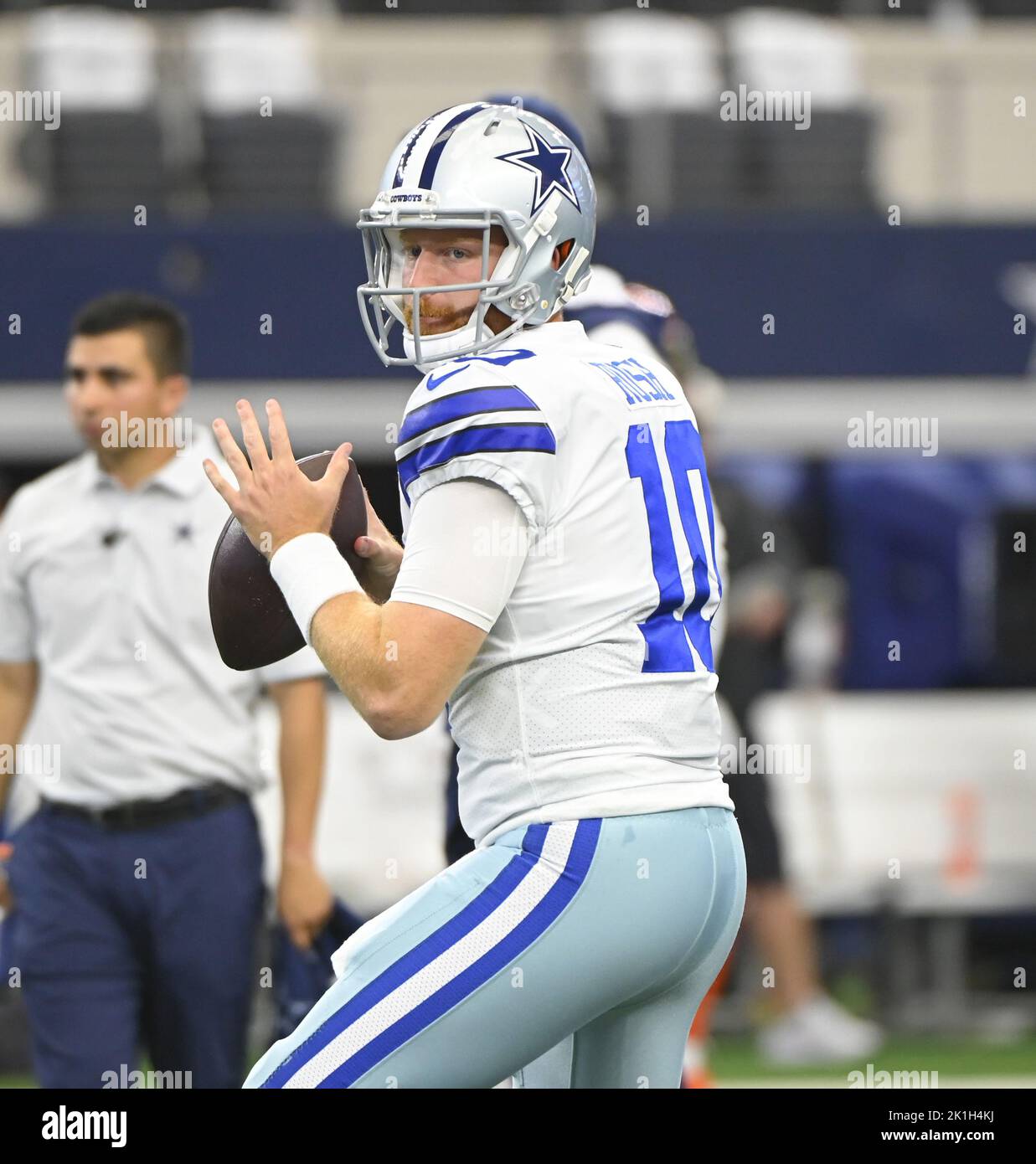 Dallas Cowboys back up quarterback Cooper Rush warms up prior to facing ...