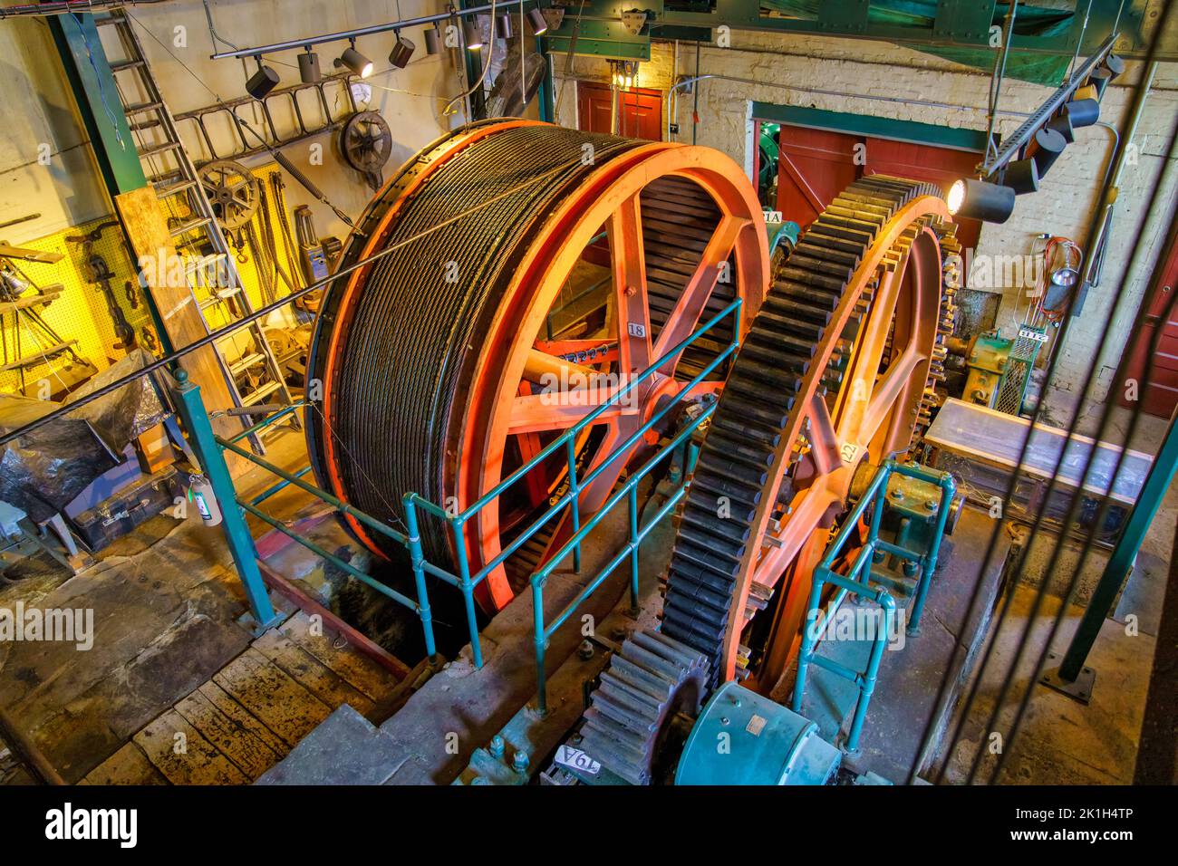 The cable winding wheels of the Duquesne Incline in its Upper Station ...