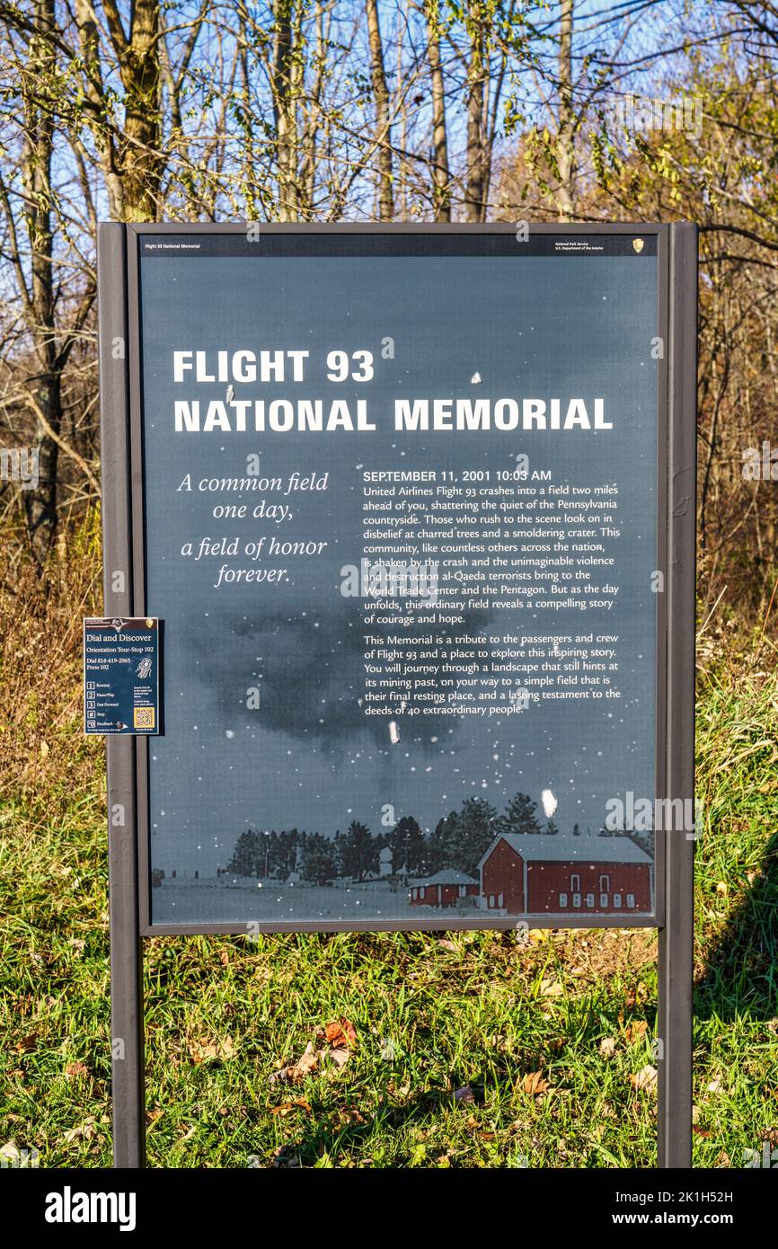Information sign about September 11th’s Flight 93 Memorial in Stoystown ...