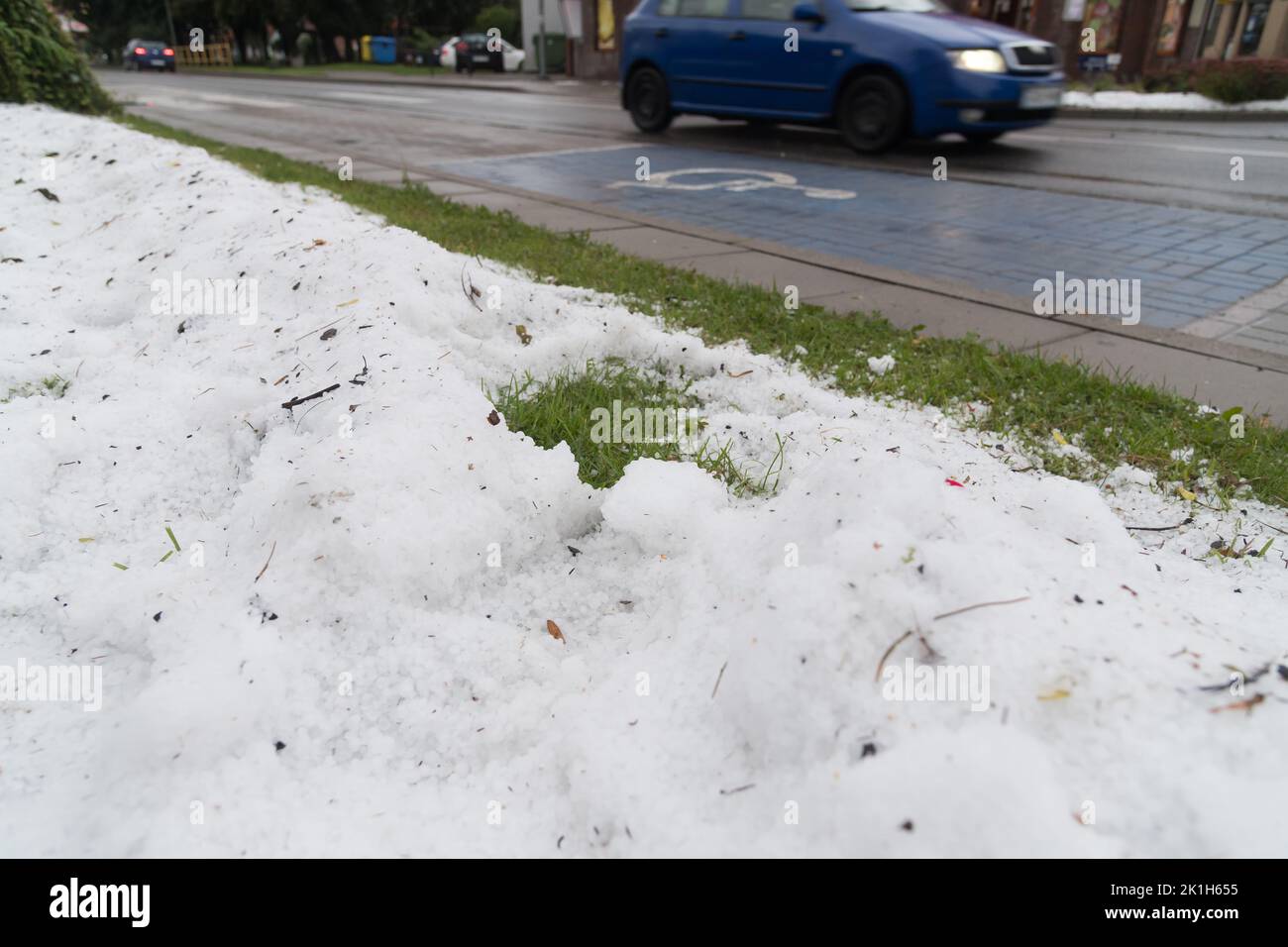Accumulated hail hi-res stock photography and images - Alamy