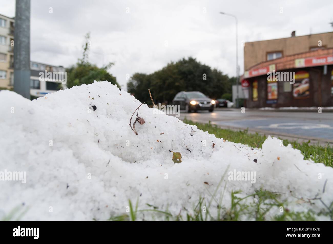 Accumulated hail hi-res stock photography and images - Alamy