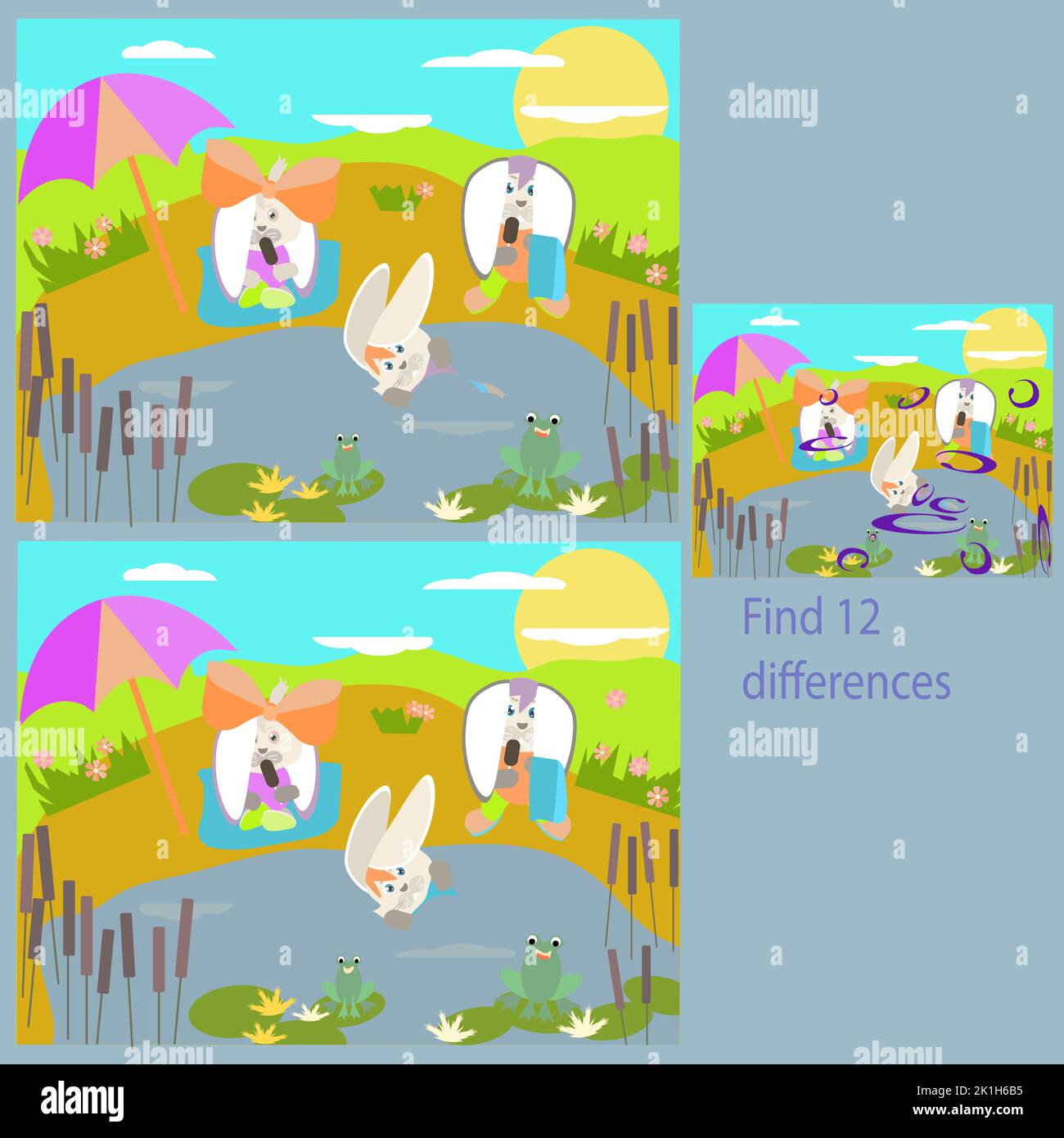 in the funny Rabbits on the Grass rebus for children up to 8 years old ...